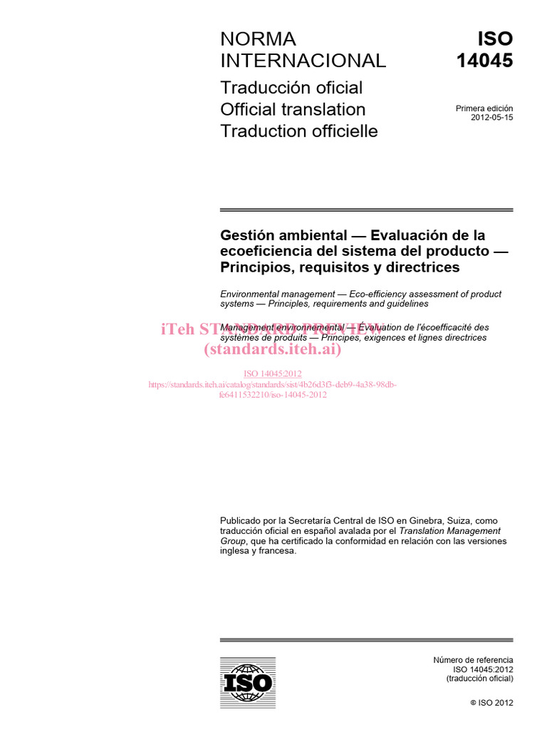 Iso 14045 2012 | PDF | Evaluación del ciclo de vida