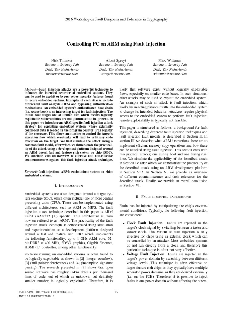 Controlling PC On ARM Using Fault Injection | PDF | Booting | Computer Data Storage