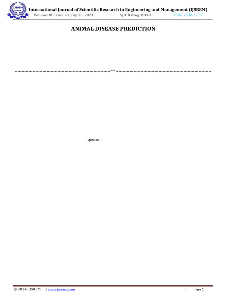 Animal Disease Prediction Using ML | PDF | Machine Learning ...
