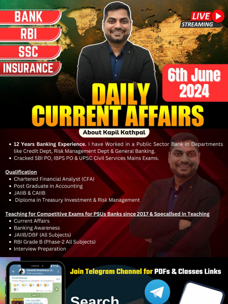 6th June 2024 Current Affairs by Kapil Kathpal | PDF