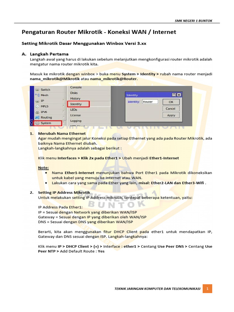 Setting Mikrotik Konek Internet | PDF