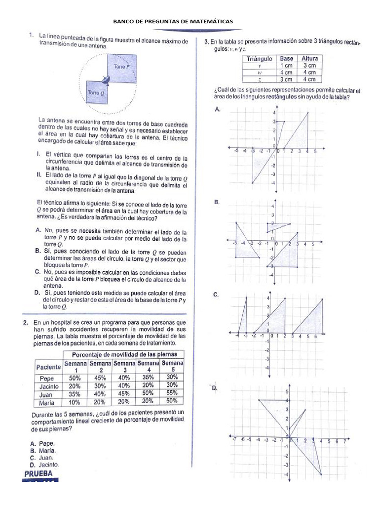 Banco de Preguntas de Matemáticas 2024 | PDF