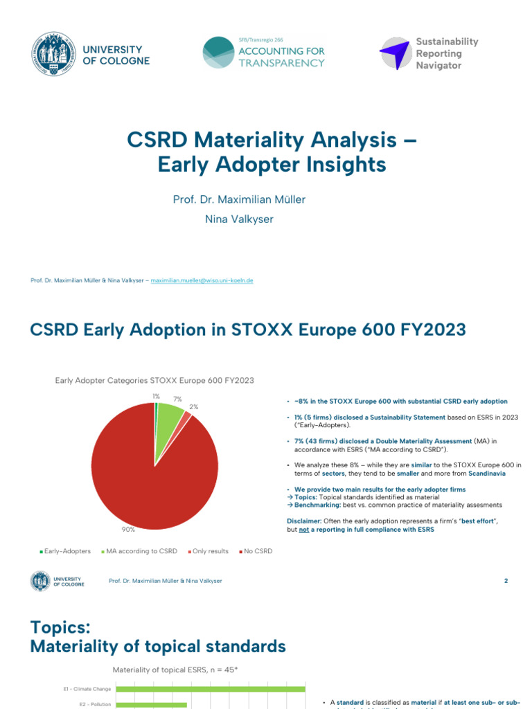 CSRD Materiality Analysis - Early Adopter Insights | PDF | Risk | Business