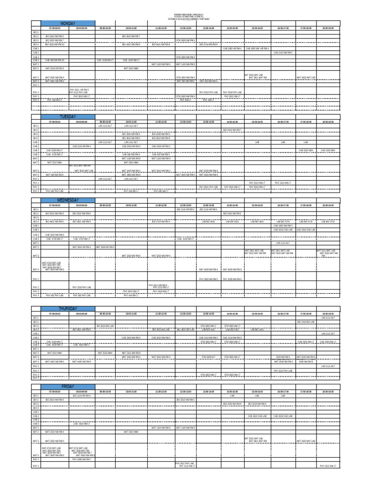 Sns Undergraduate Learning Timetable-August 2024 | PDF