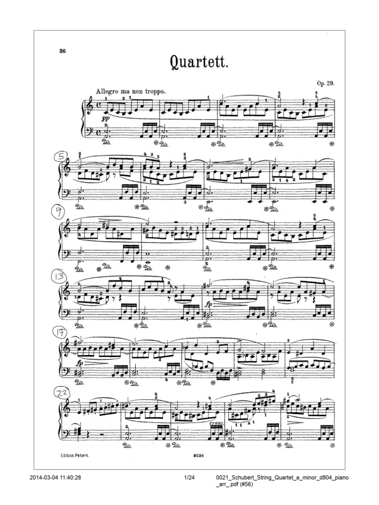 Schubert Quartet Piano Arrangement | PDF | Classical Music | Chamber Music