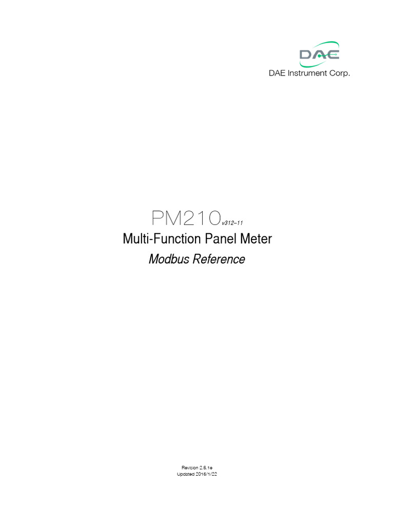 PM210 Modbus Reference-2.6.1e | PDF | Ac Power | Computing