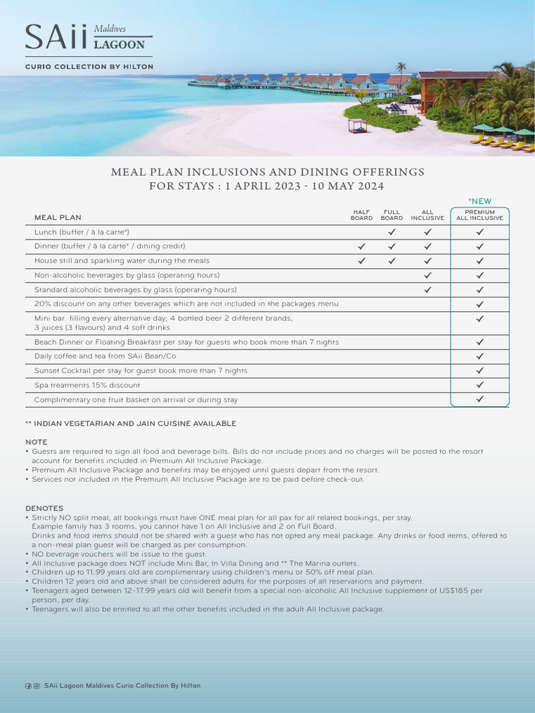 CROSSROADS Maldives Meal Plan Flyer | PDF | Meal | Drink