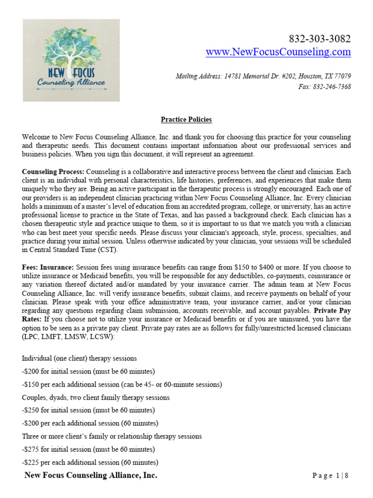 New Client Packet Fillable.2021 | PDF | Psychotherapy | Confidentiality