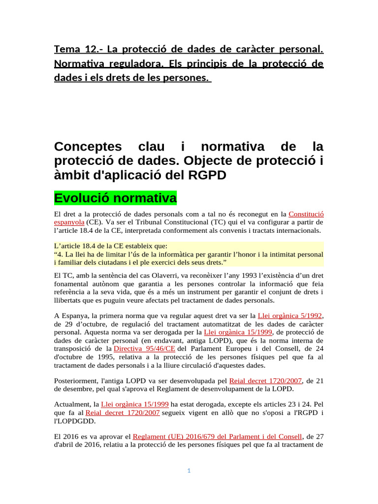 Tema 12. Protecció de Dades | PDF