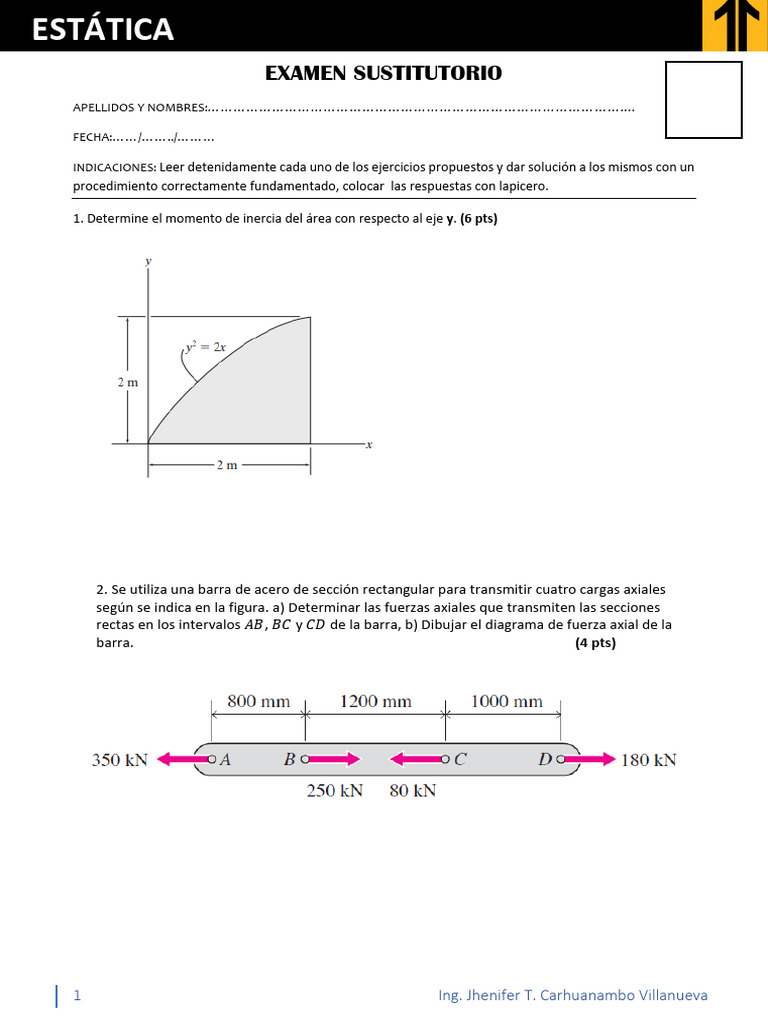 Examen Estatica Sustitutorio | PDF