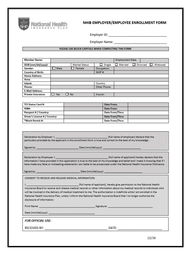 NHIP Registration Form | PDF