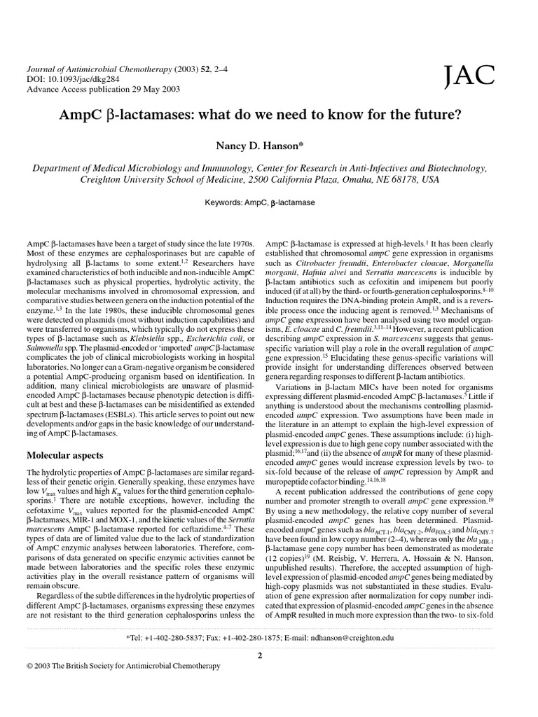What We To Know AmpC in Future | PDF | Beta Lactamase | Antimicrobial Resistance