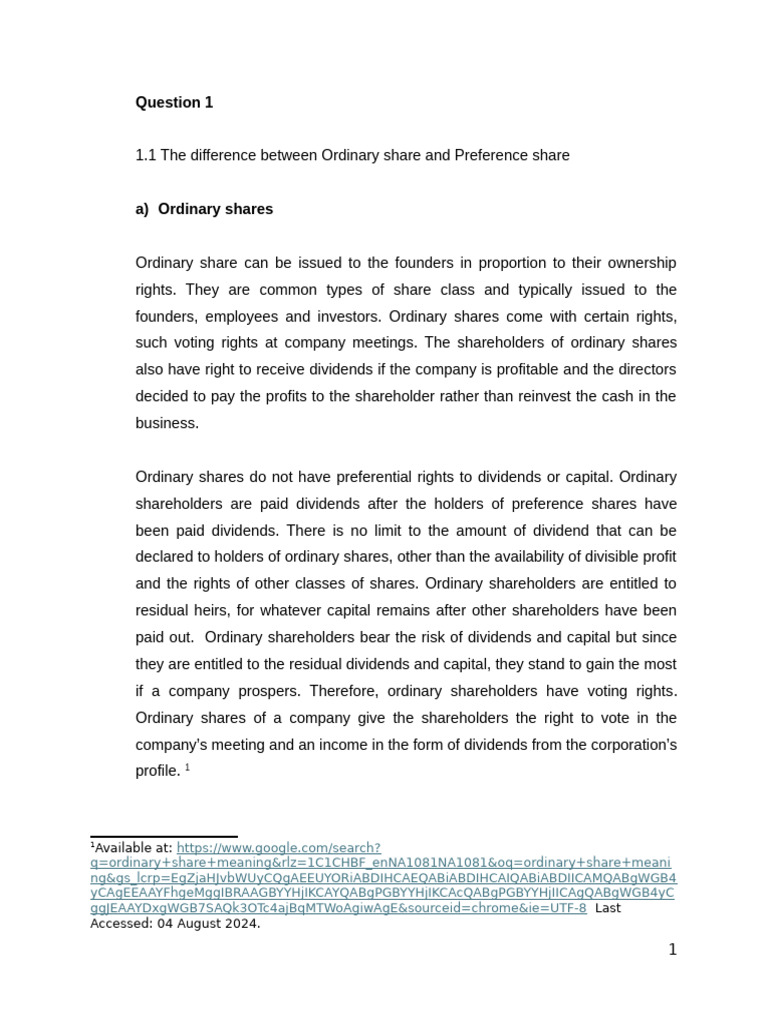 Assignment 2024 | PDF | Dividend | Preferred Stock