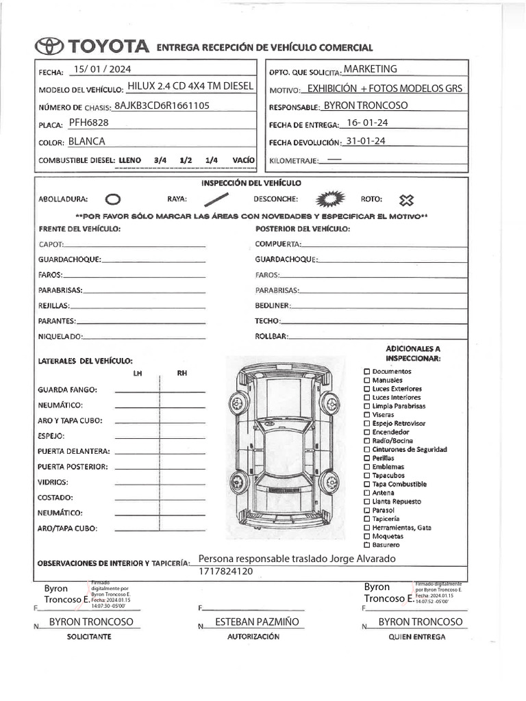 New Hoja Salida HILUX BLANCA GRS | PDF