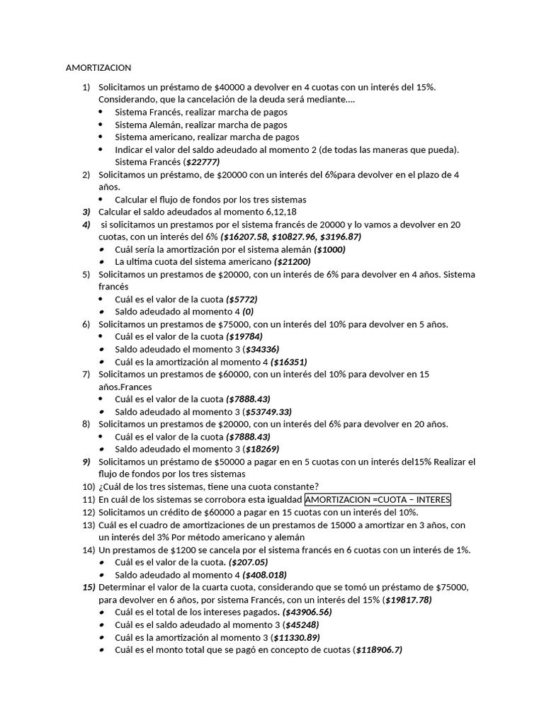Ejercicios Amortizacion de Repaso | PDF | Finanzas personales | Contabilidad