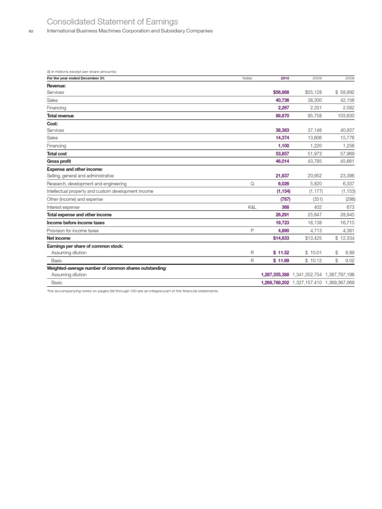 2010 Ibm Statements | PDF | Stocks | Equity (Finance)