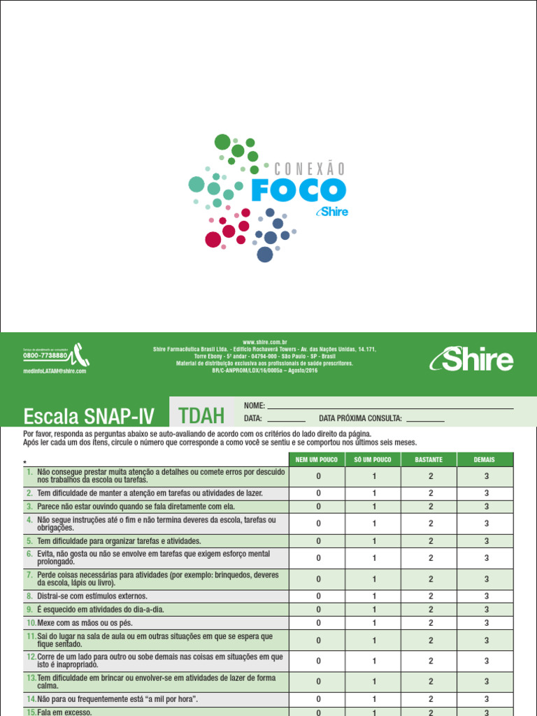 Escala Tdah Infantil Adapt | PDF | Transtorno de déficit de atenção e ...
