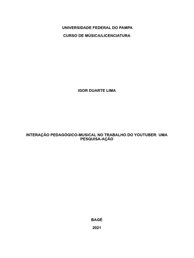 TCC Igor Duarte | PDF | YouTube | Pedagogia