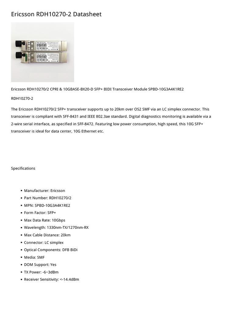 RDH10270-2 Datasheet | PDF