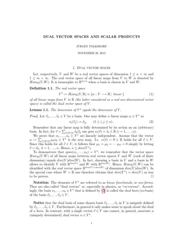 Understanding Dual Vector Spaces | PDF | Basis (Linear Algebra ...