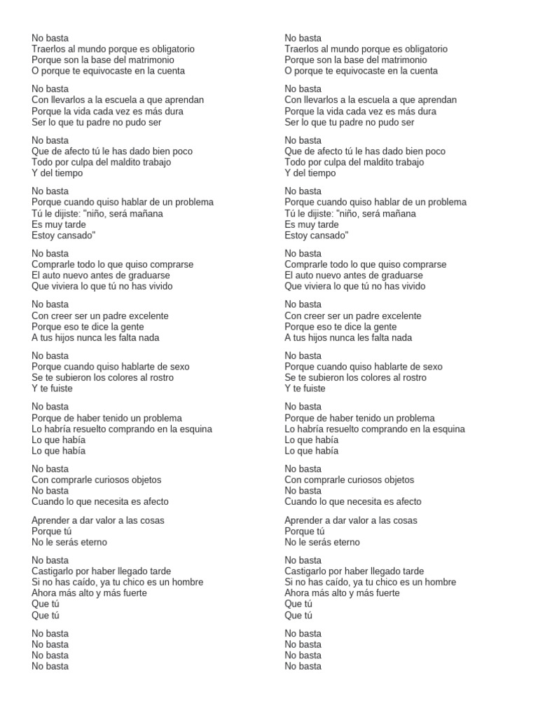 No Basta Letra | PDF