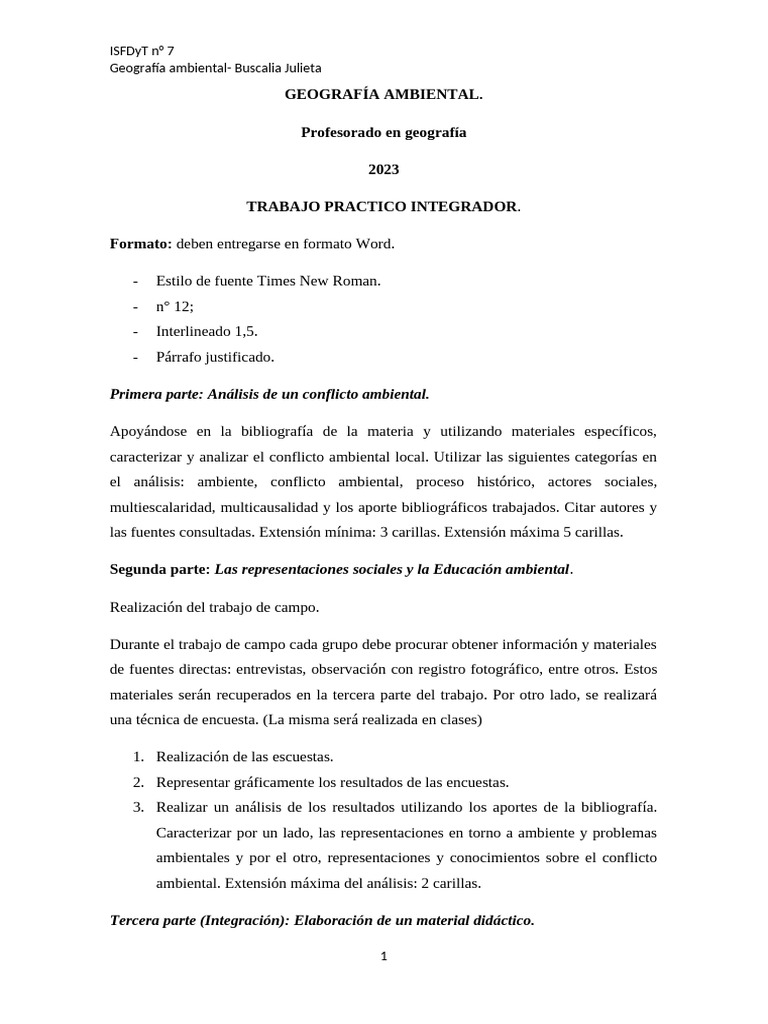 Trabajo Final Integrador. (Todas Las Consignas) | PDF | Bibliografía | Geografía