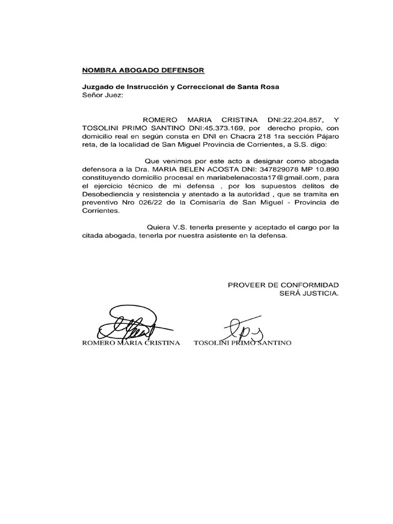 Designa Abogado Defensor | PDF