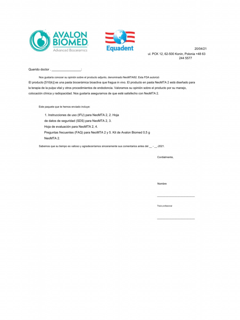 NeoMTA 2 | PDF | Sustancias químicas | Materiales