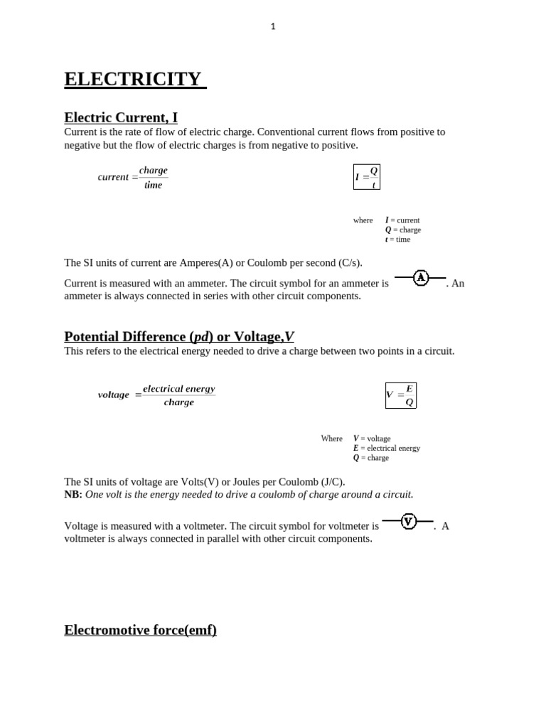 EM3; Electricity | PDF | Volt | Electrical Resistance And Conductance