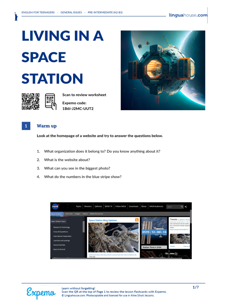 Living in A Space Station: Warm Up | PDF | International Space Station ...