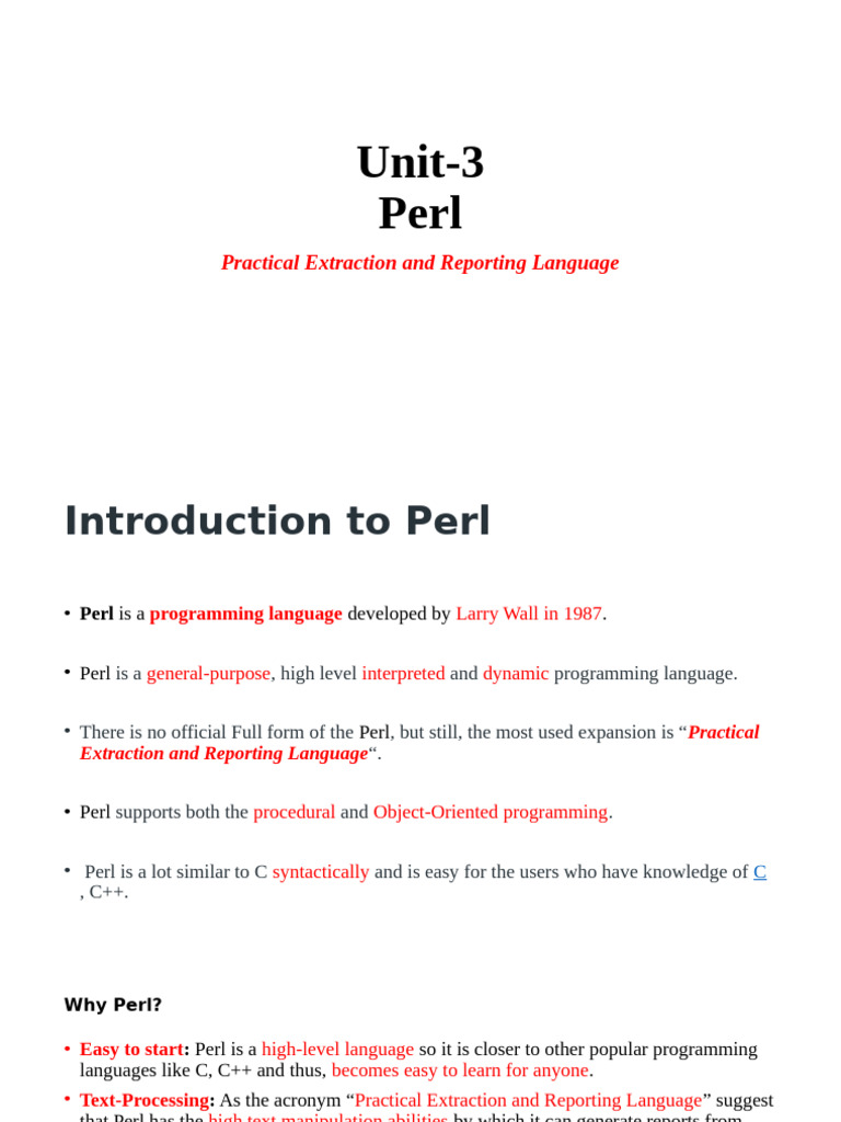 SL Unit-III (Perl) | PDF | Regular Expression | Control Flow SL Unit-III (Perl) | PDF | Regular Expression | Control Flow