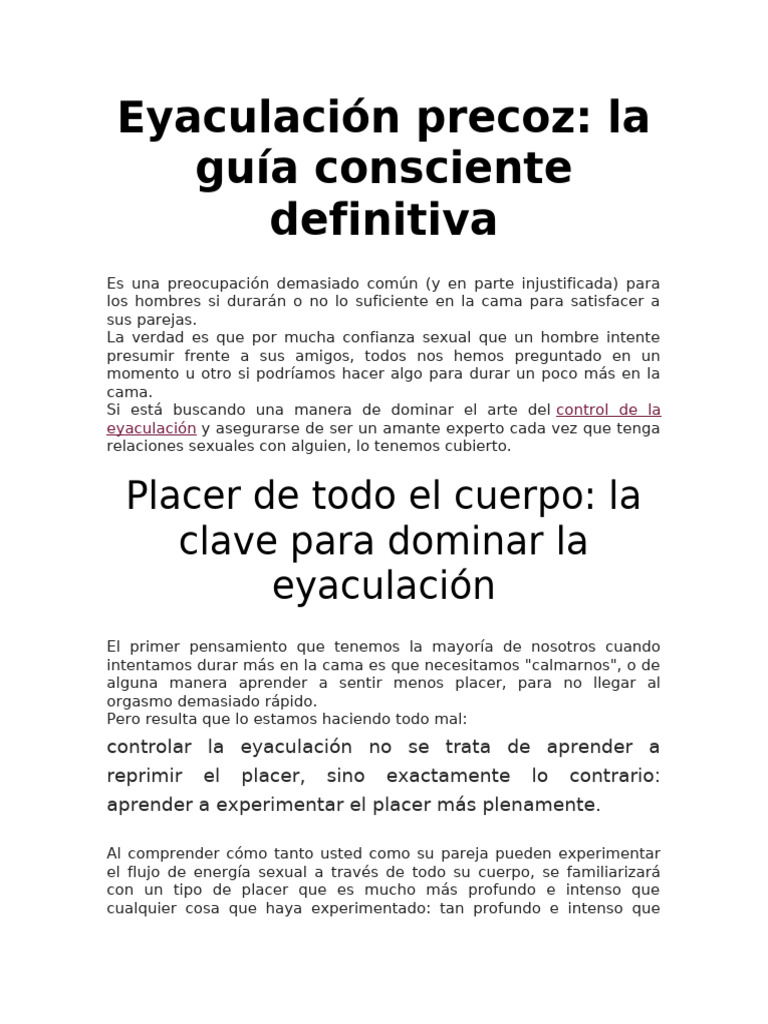 Controla la Eyaculación Precoz Efectivamente | PDF | Orgasmo | Eyaculación