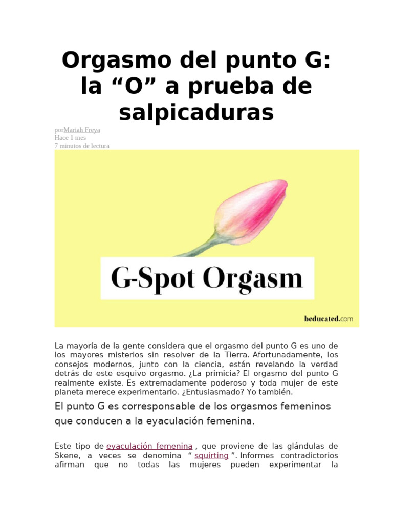 Orgasmo Del Punto G Pdf Clítoris Orgasmo