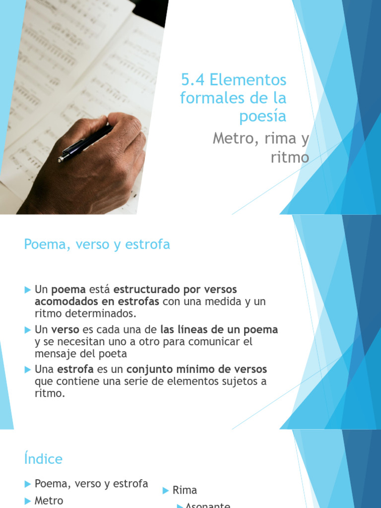 5.4 Elementos Formales de La Poesía | PDF | Metro (poesía) | Poesía