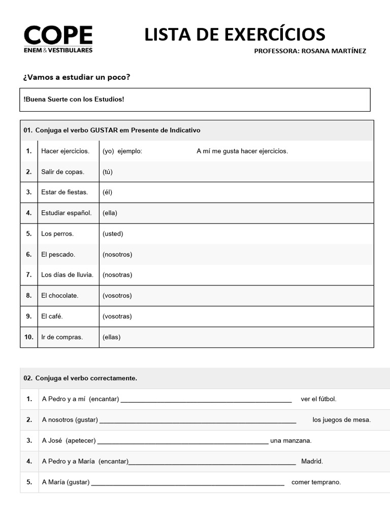 Ejercicios Gustar Apetecer y Encantar 1 630420 | PDF