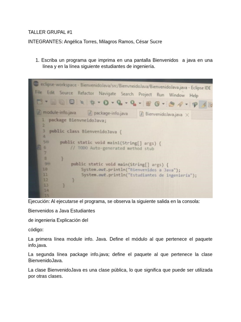 Grupo1_taller1 | PDF | Java (lenguaje de programación) | Tipo de datos