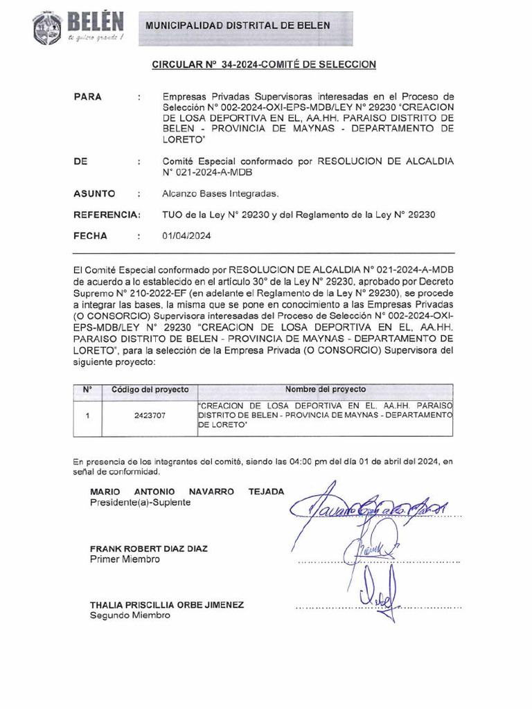 Circular #34-2024-Comité de Seleccion | PDF
