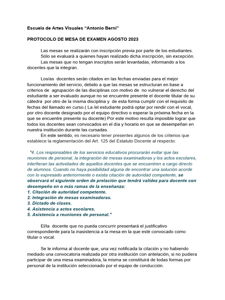 Protocolo Mesas de Agosto 2023 | PDF | Maestros | Enseñando