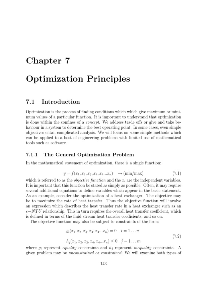 Optimization Principles: 7.1.1 The General Optimization Problem | PDF | Mathematical ...