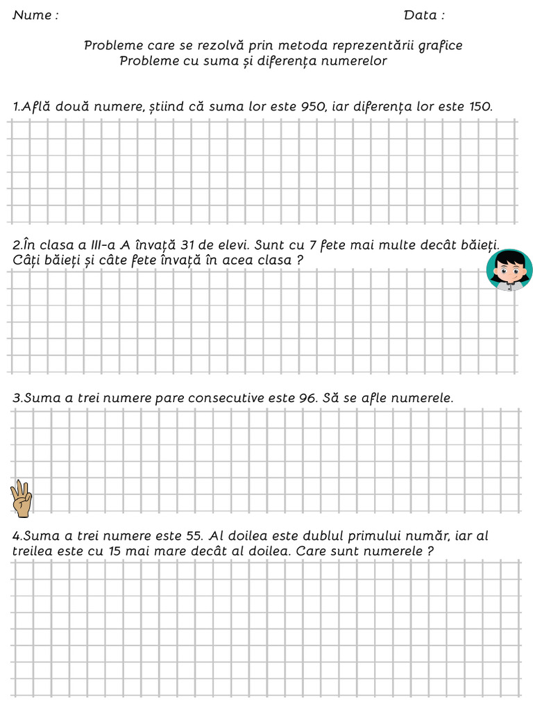 Fisa de Lucru M Metoda Figurativa Suma Si Diferenta | PDF