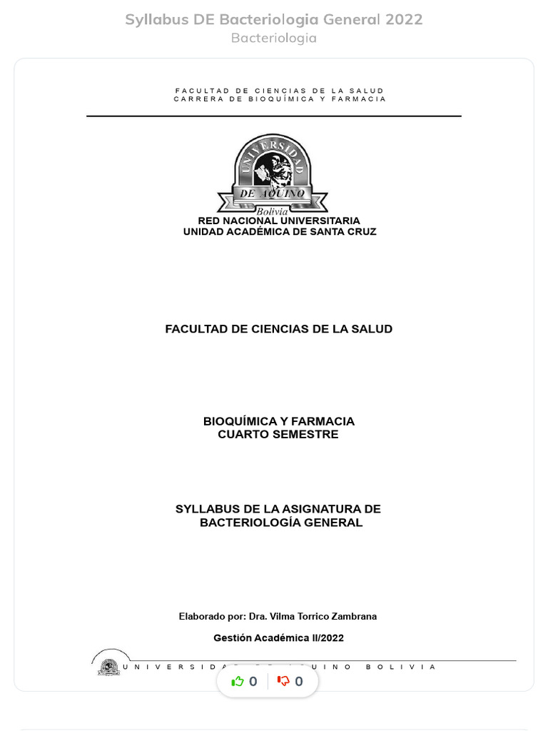 Syllabus de Bacteriologia General 2022 Compress | PDF | Las bacterias | Microbiología