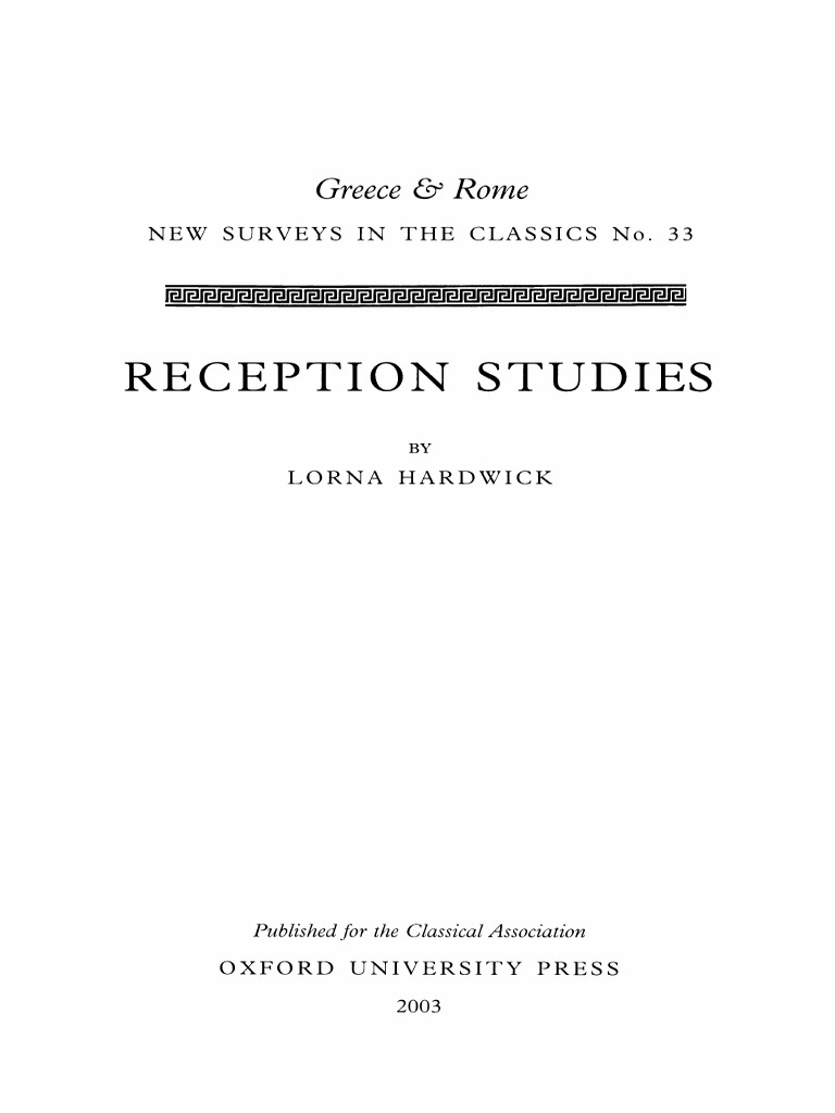Reception Studies Lorna Hardwick | PDF