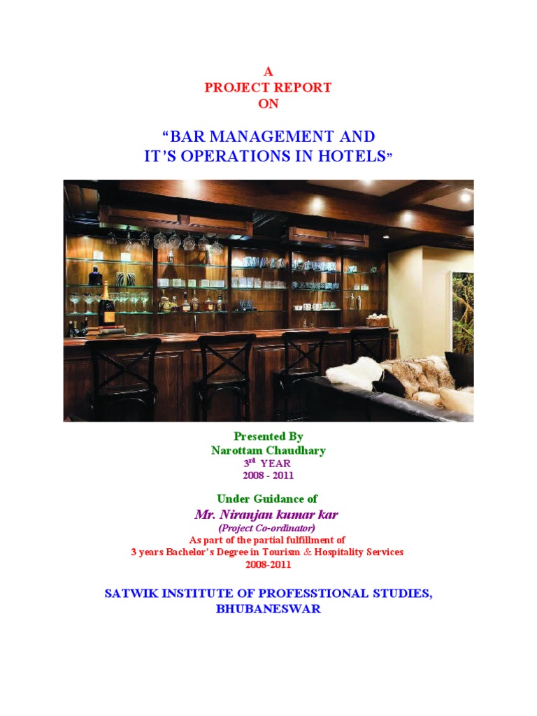 Bar Management Operations in Hotels | PDF | Bar | Alcohol