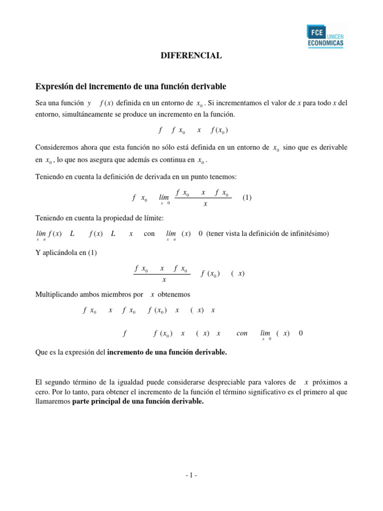 Diferencial de Funciones Derivables | PDF | Derivado | Tangente