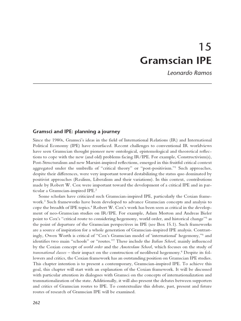 Leonardo Ramos. Gramscian IPE | PDF | Antonio Gramsci | Hegemony