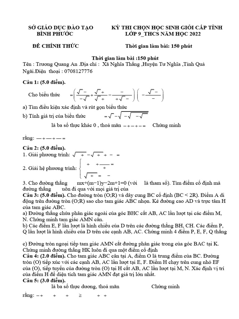 Dap An HSG Binh Phuoc 20222023 | PDF