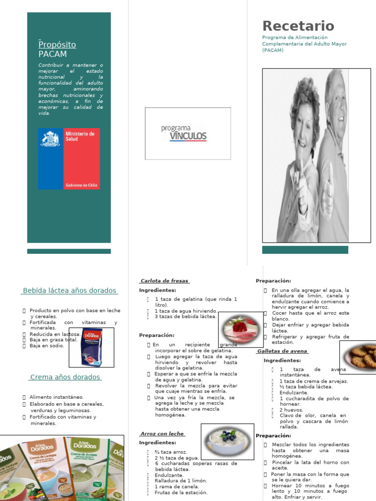 Triptico PACAM | PDF | Leche | Cocinando