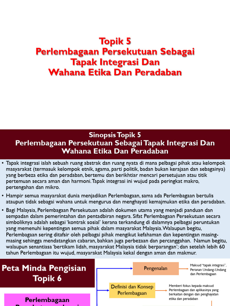 Topik 5 - Perlembagaan Persekutuan Sebagai Tapak Integrasi | PDF