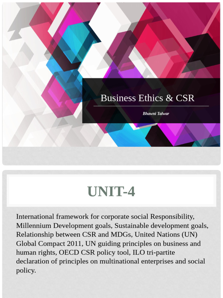 Becsr Unit 4 | PDF | Corporate Social Responsibility | Millennium Development Goals