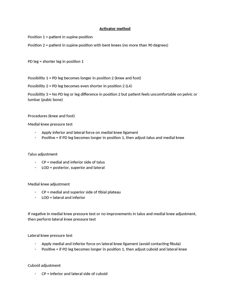 Activator Method | PDF | Pelvis | Knee